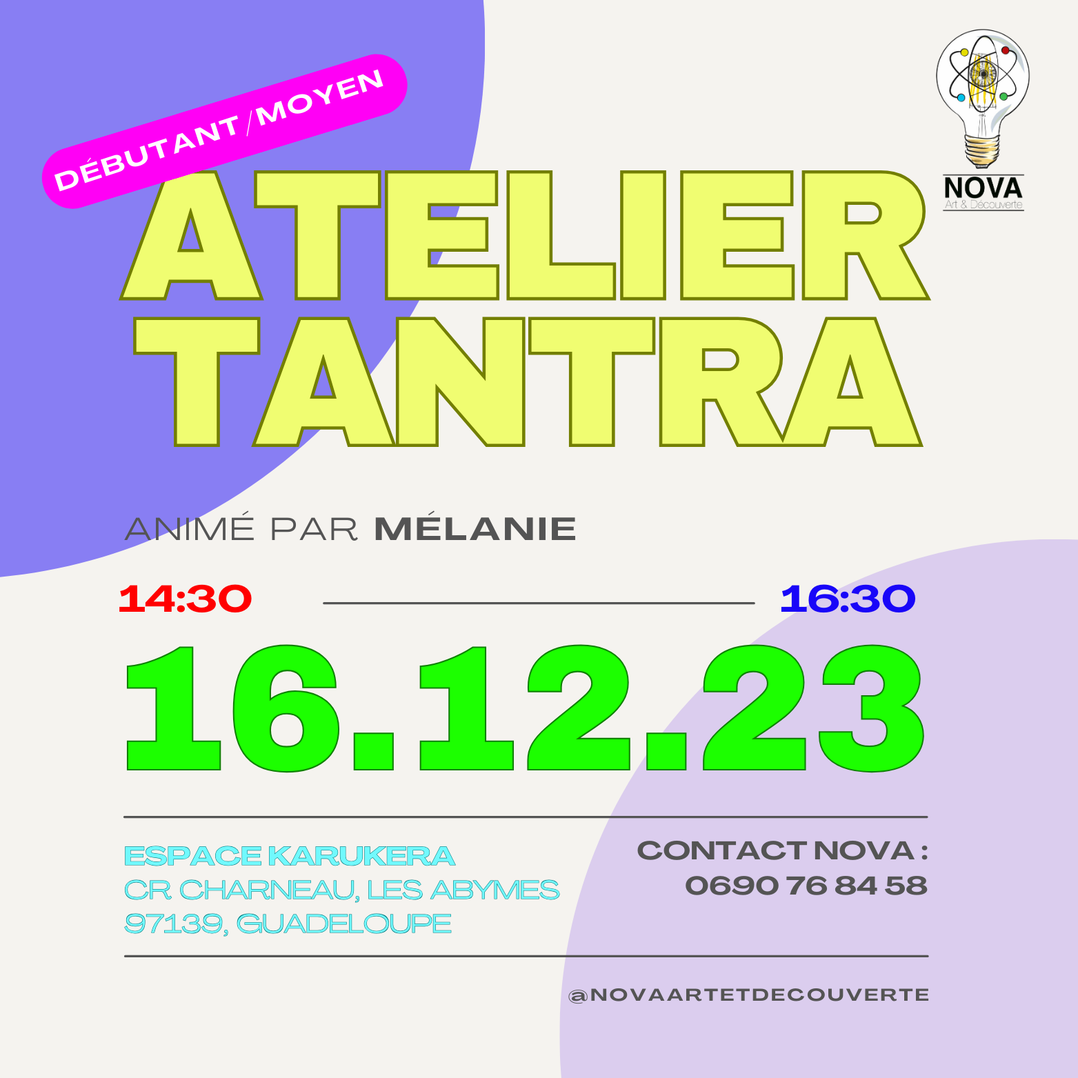 ATELIER TANTRA DEB./MOY. ~ DEC. 2023 - ESPACE KARUKERA - Guadeloupe | Kiwol