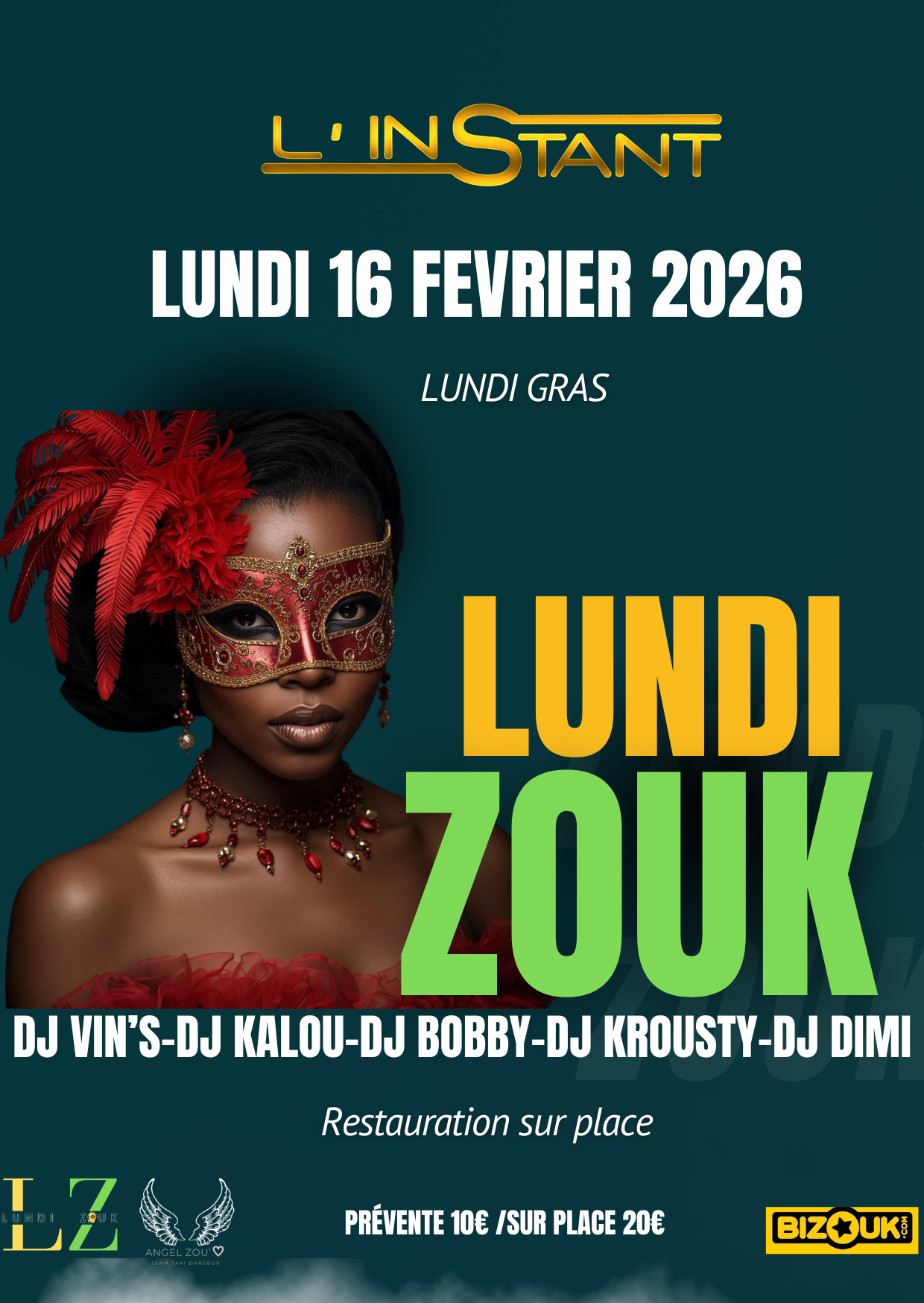 LUNDI ZOUK (lundi gras ) - L’instant discothèque - Guadeloupe | Kiwol